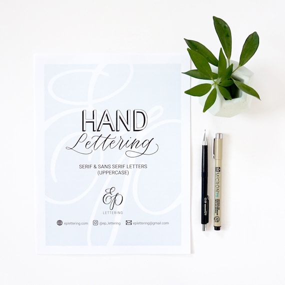 Hand Lettering Serif & Sans Serif Letters uppercase PDF | Etsy