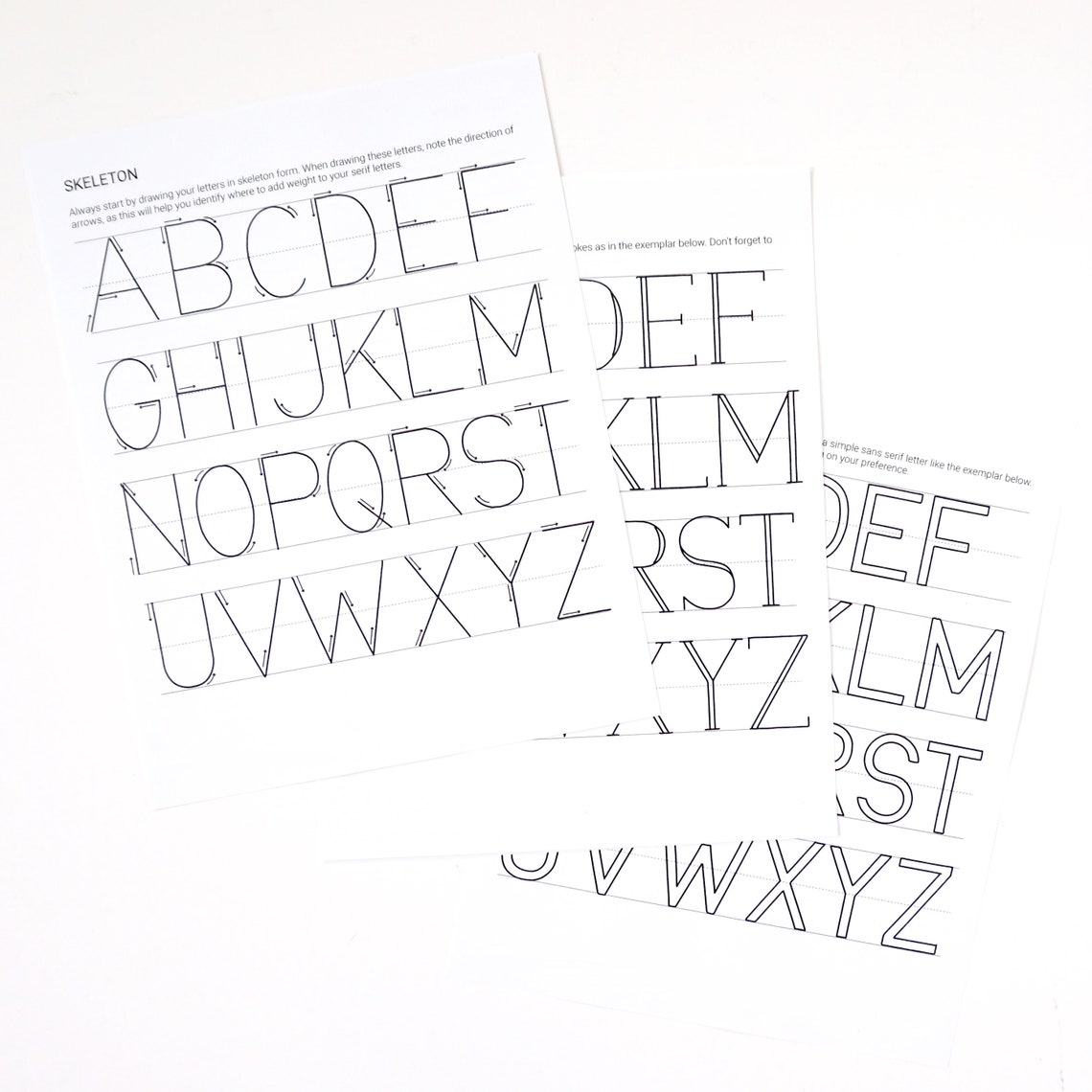 Hand Lettering Serif & Sans Serif Letters uppercase PDF - Etsy