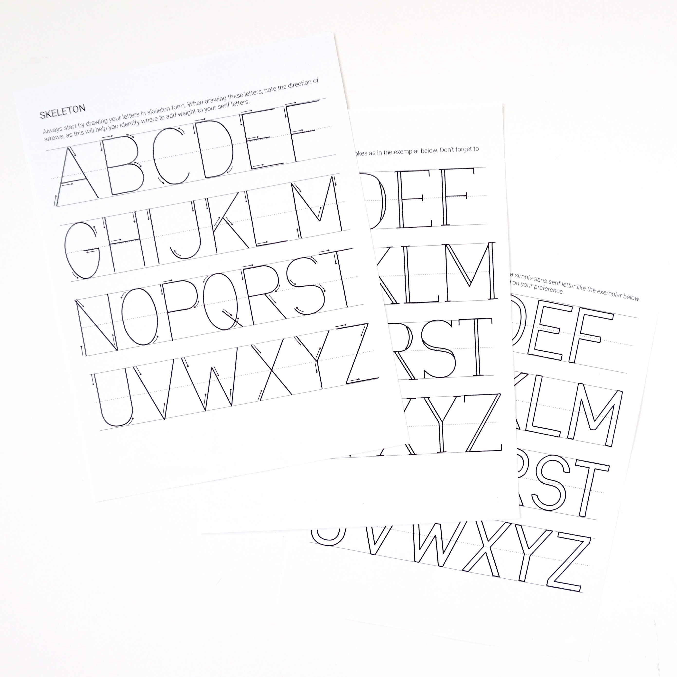 Hand Lettering - Serif & Sans Serif Letters (uppercase) PDF - Etsy