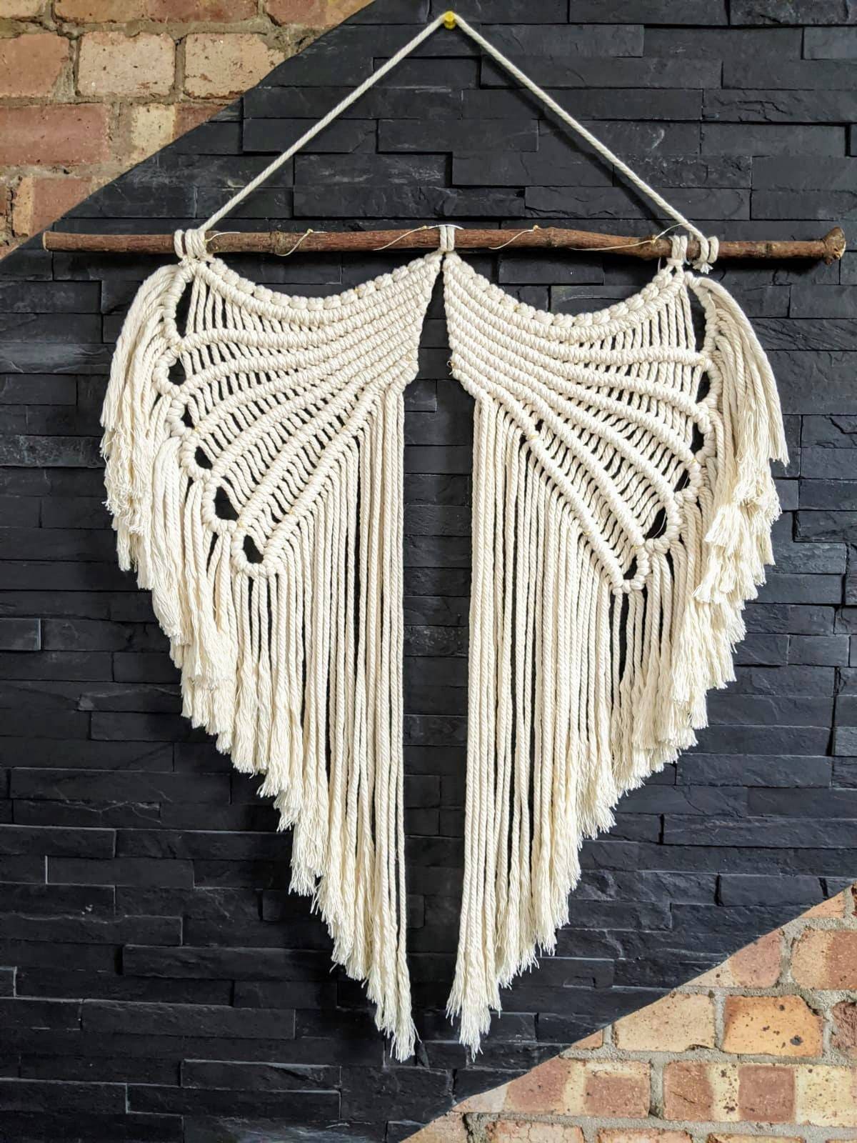 Macrame Angel Wings With Fairy Lights - Etsy UK