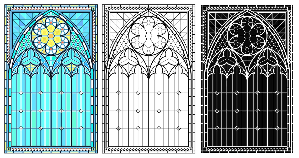 Gothic Window Set Templates. Cathedral Window Architecture. All Formats ...