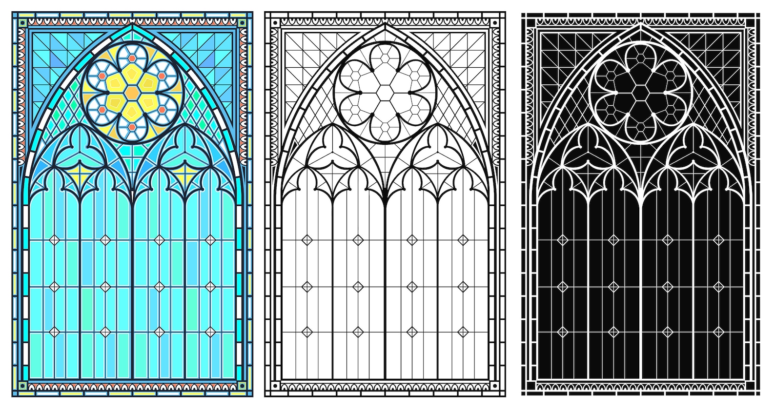 Gothic Window Set Templates. Cathedral Window Architecture. All Formats ...