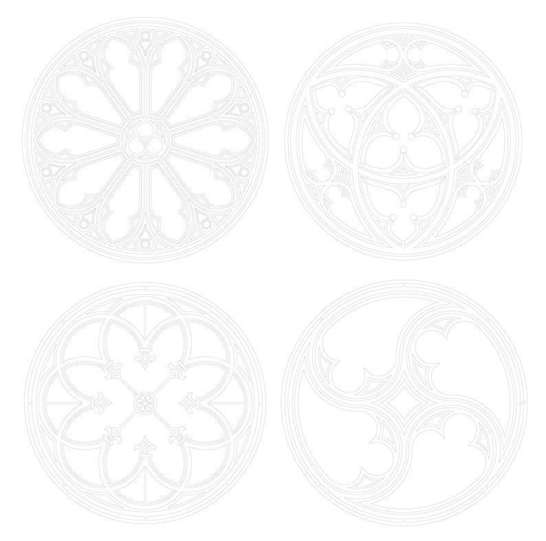 Set of Cathedral Round Gothic Windows. Cathedral Window Files. All ...