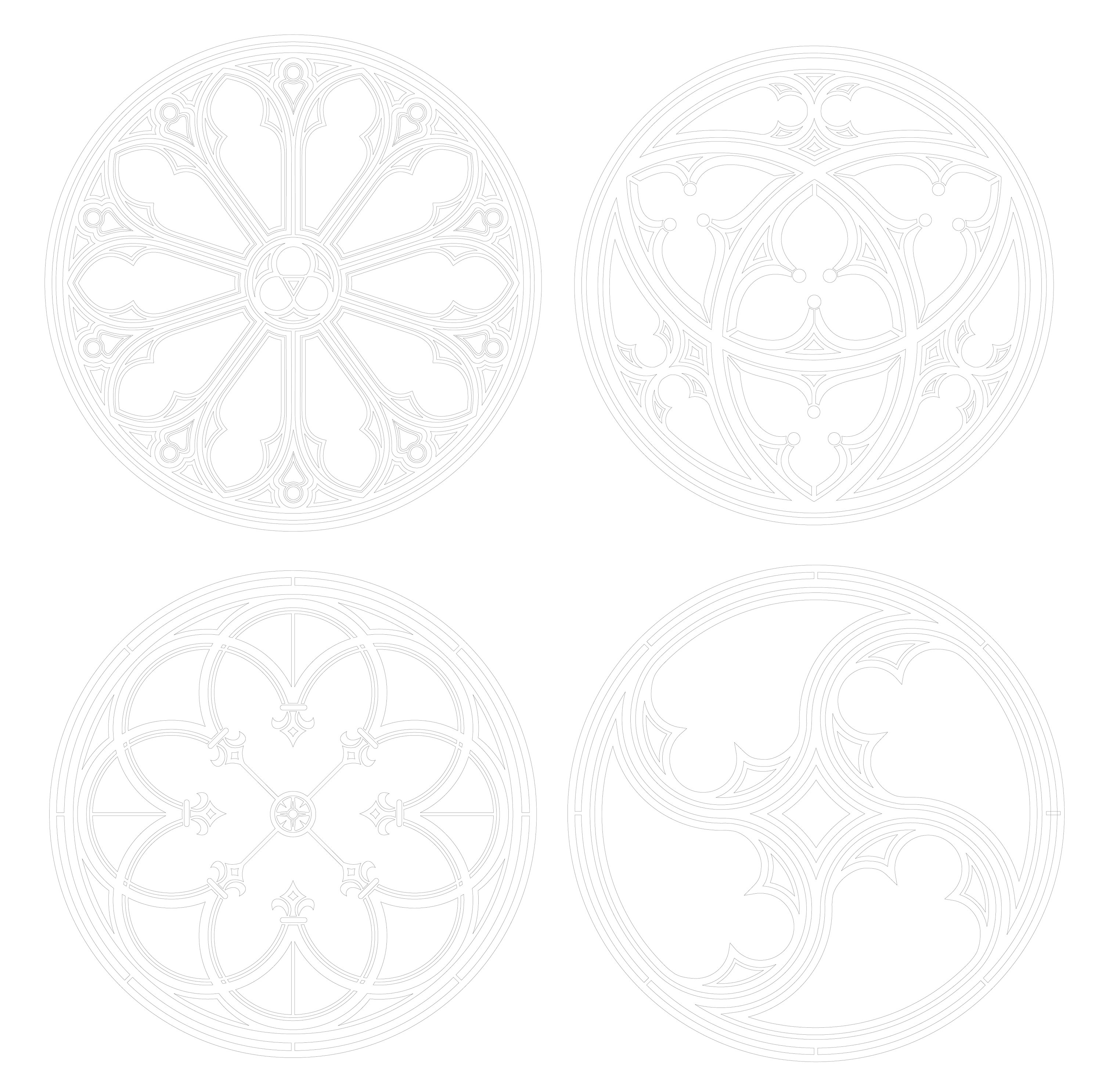 Set of Cathedral Round Gothic Windows. Cathedral Window Files. All ...
