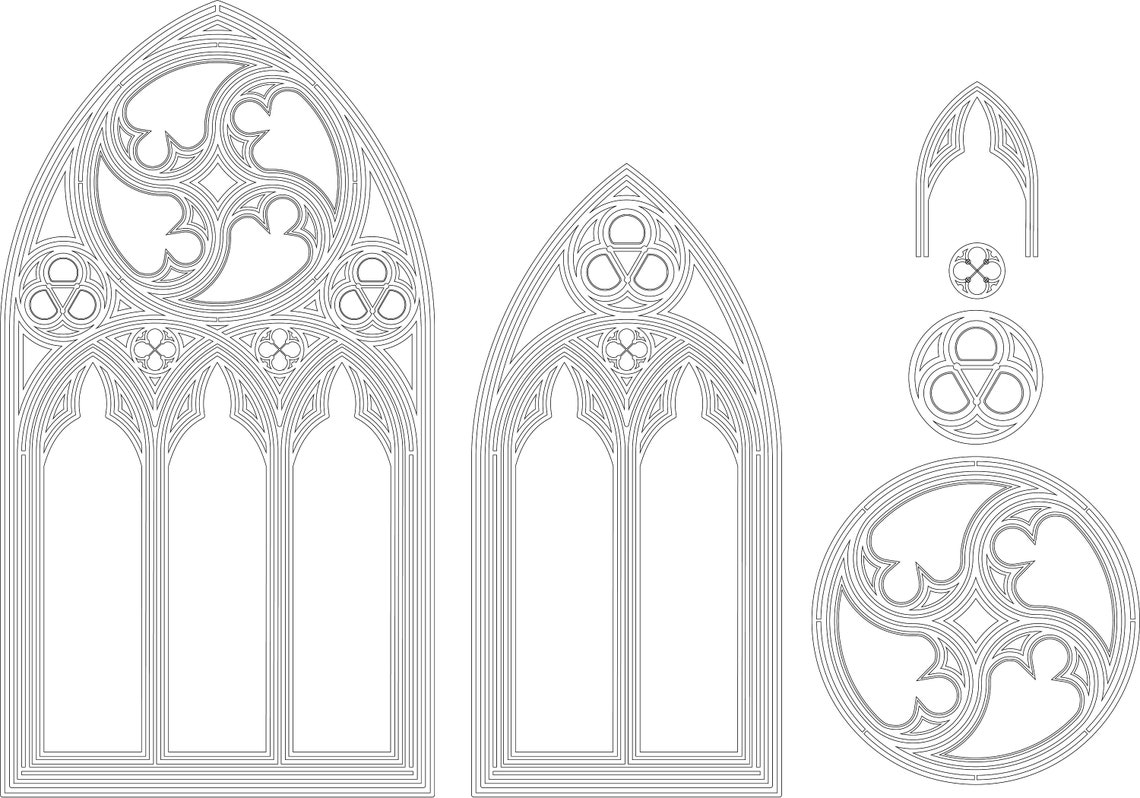 Gothic Window Set Templates. Cathedral Window Files. All Formats! Pdf ...