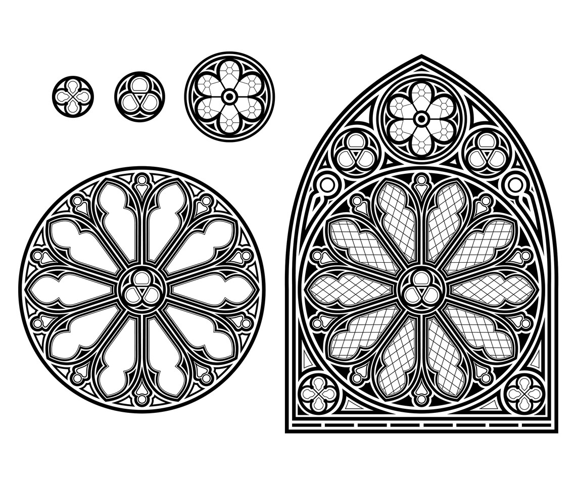 Gothic Cathedral Window Templates, Stained Glass Files - Etsy