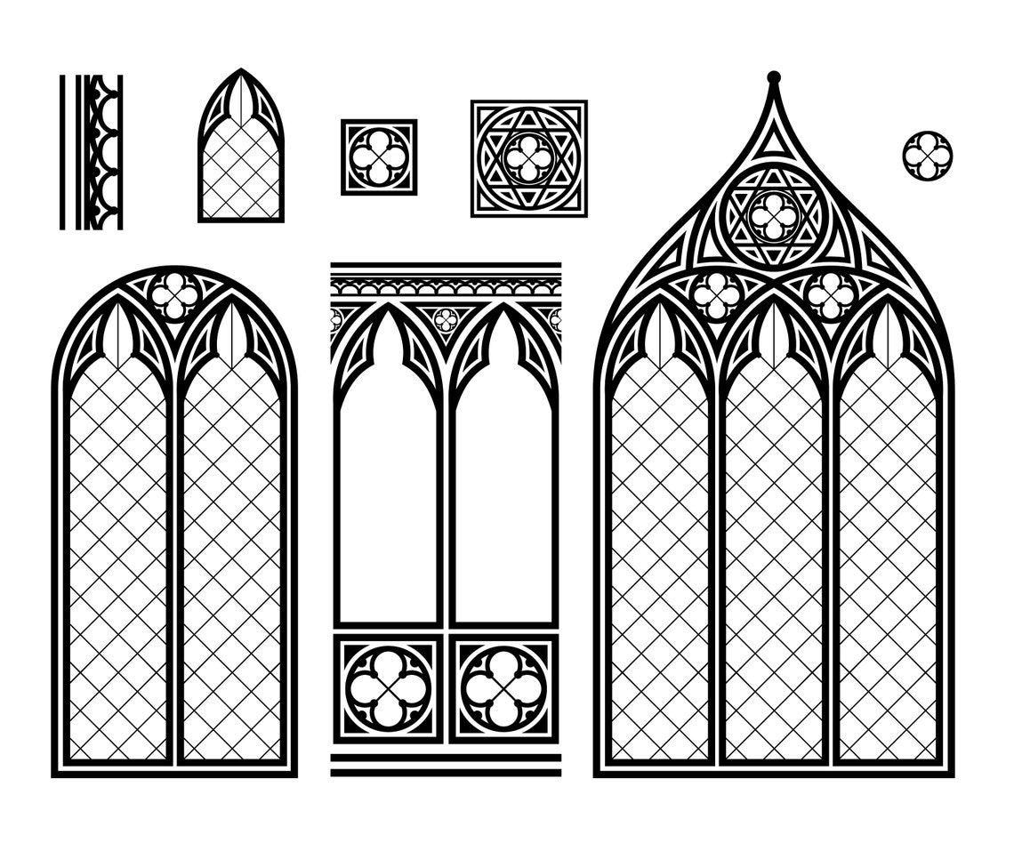 Gothic Window Set Templates. Cathedral Window Files. All Formats! Pdf ...