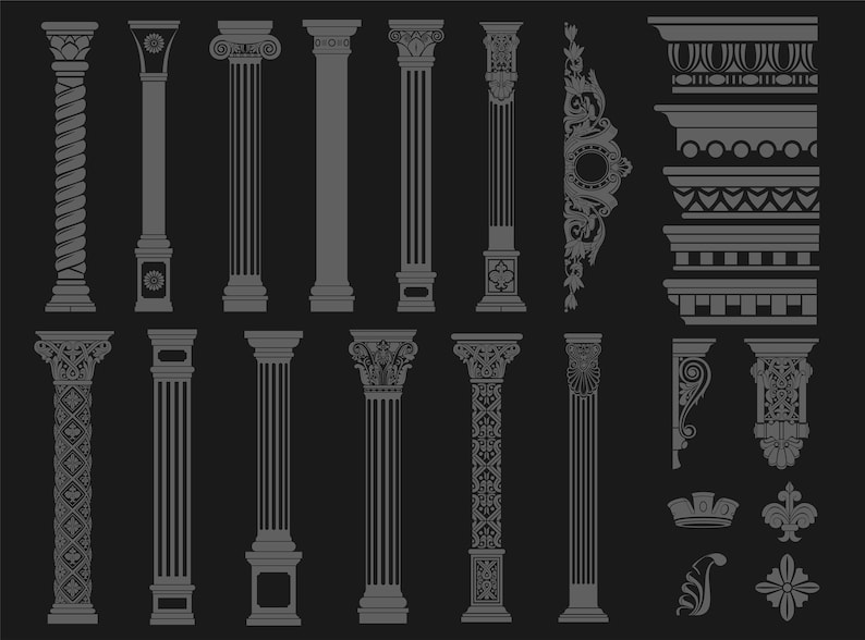 Set Classic Column Gothic, Eps, Svg, Pdf, Eps, Png, Templates, Logo ...