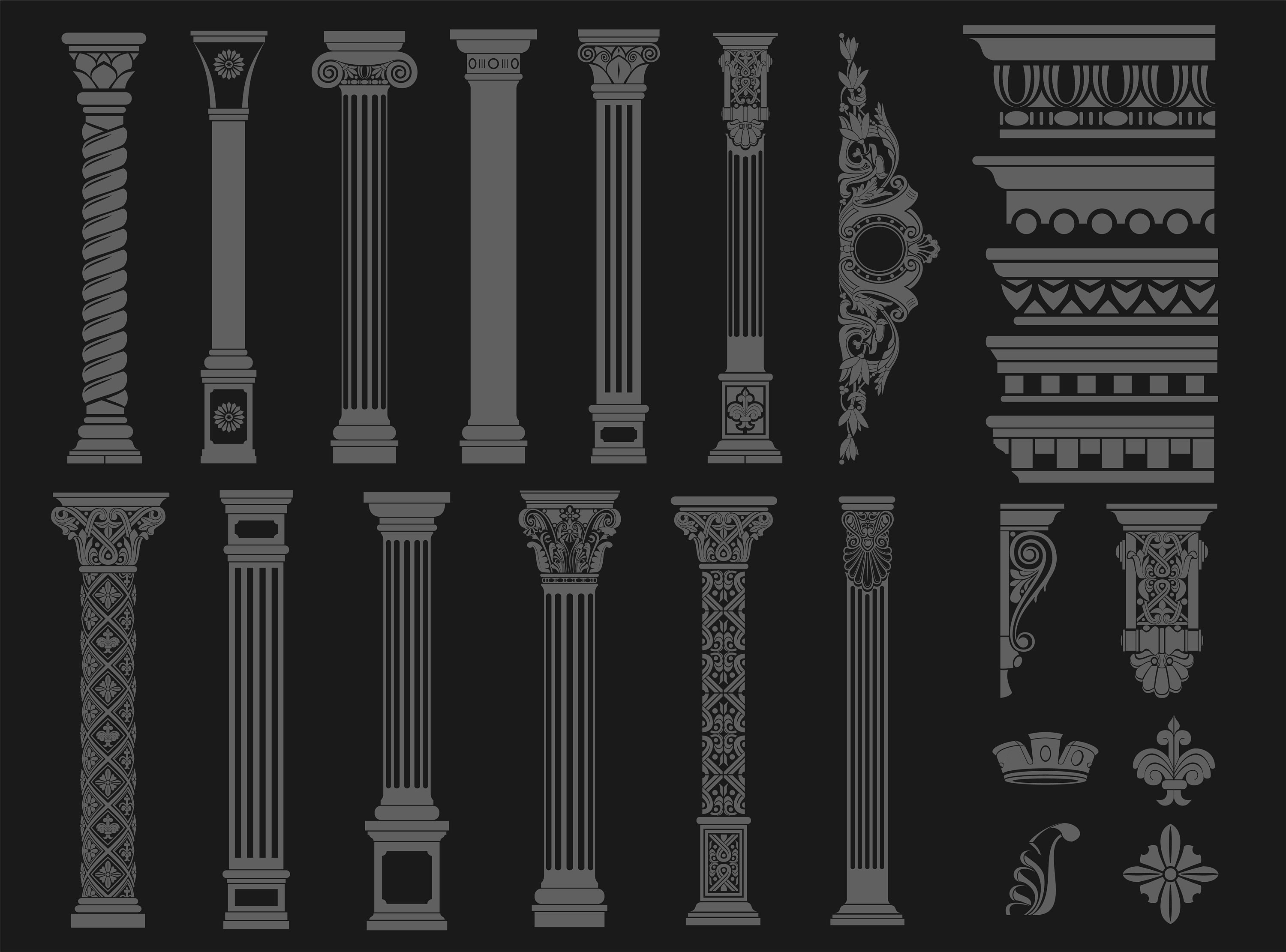 Set Classic Column Gothic, Eps, Svg, Pdf, Eps, Png, Templates, Logo ...