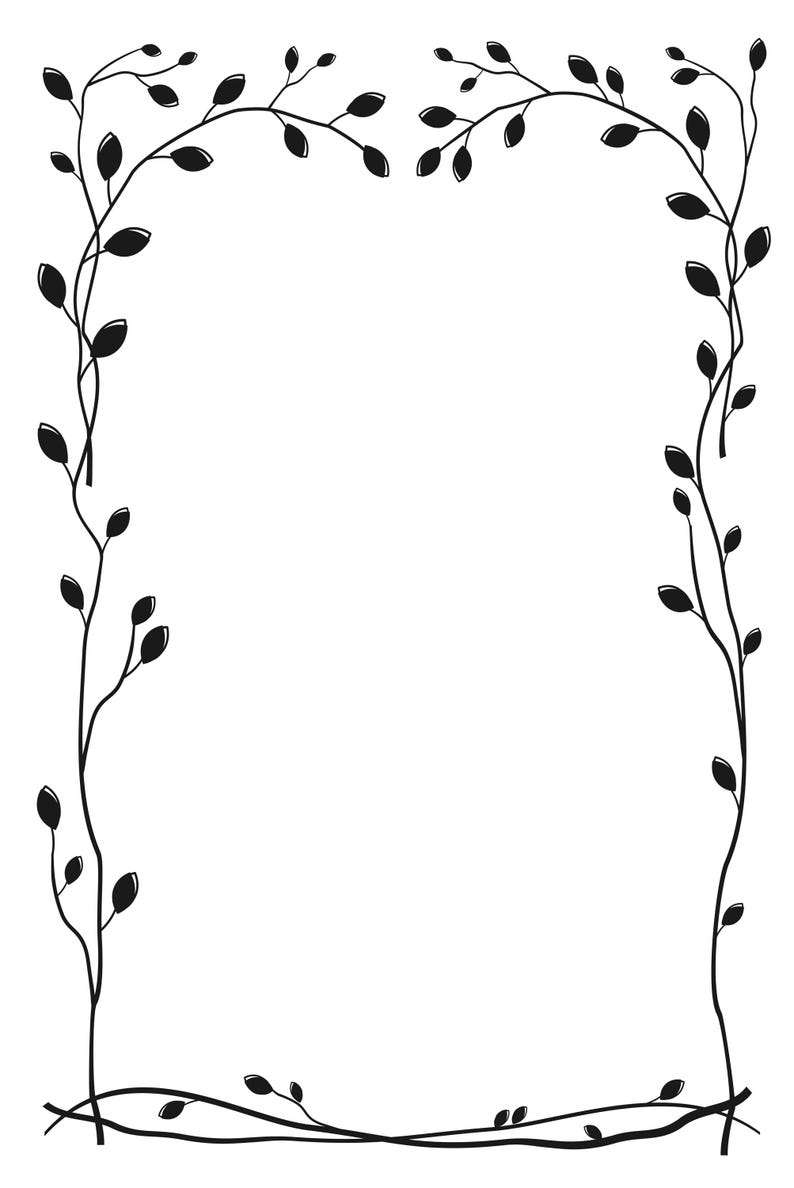 Arched Floral Frame With Vines. Digital Files for Creative Use. Stained ...