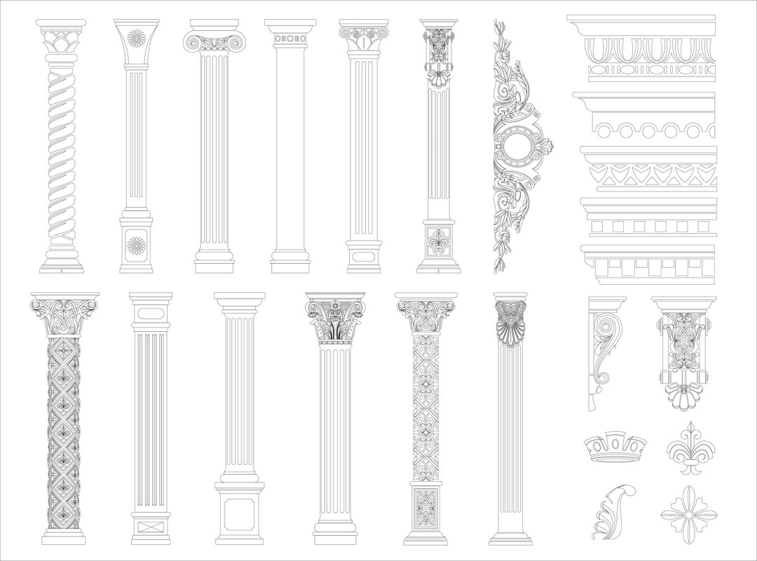 Set Classic Column Gothic, Eps, Svg, Pdf, Eps, Png, Templates, Logo ...