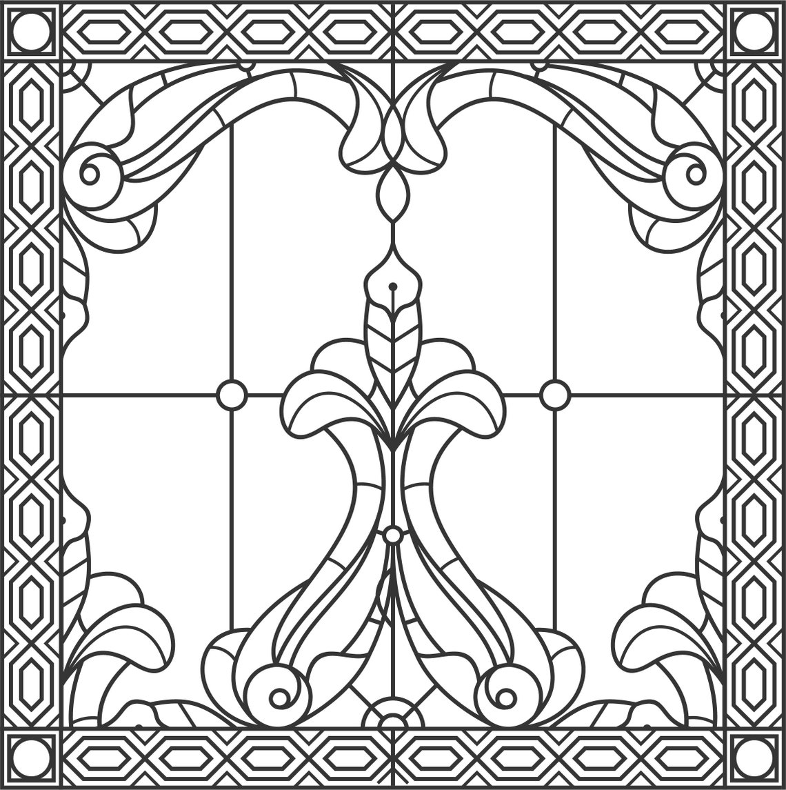 Blank for a Classic Stained-glass Window With Floral Ornaments. All ...