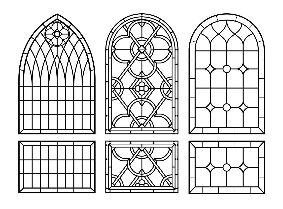 Classical Cathedral Gothic Window Set. Files. All Formats Pdf, Png, Eps ...