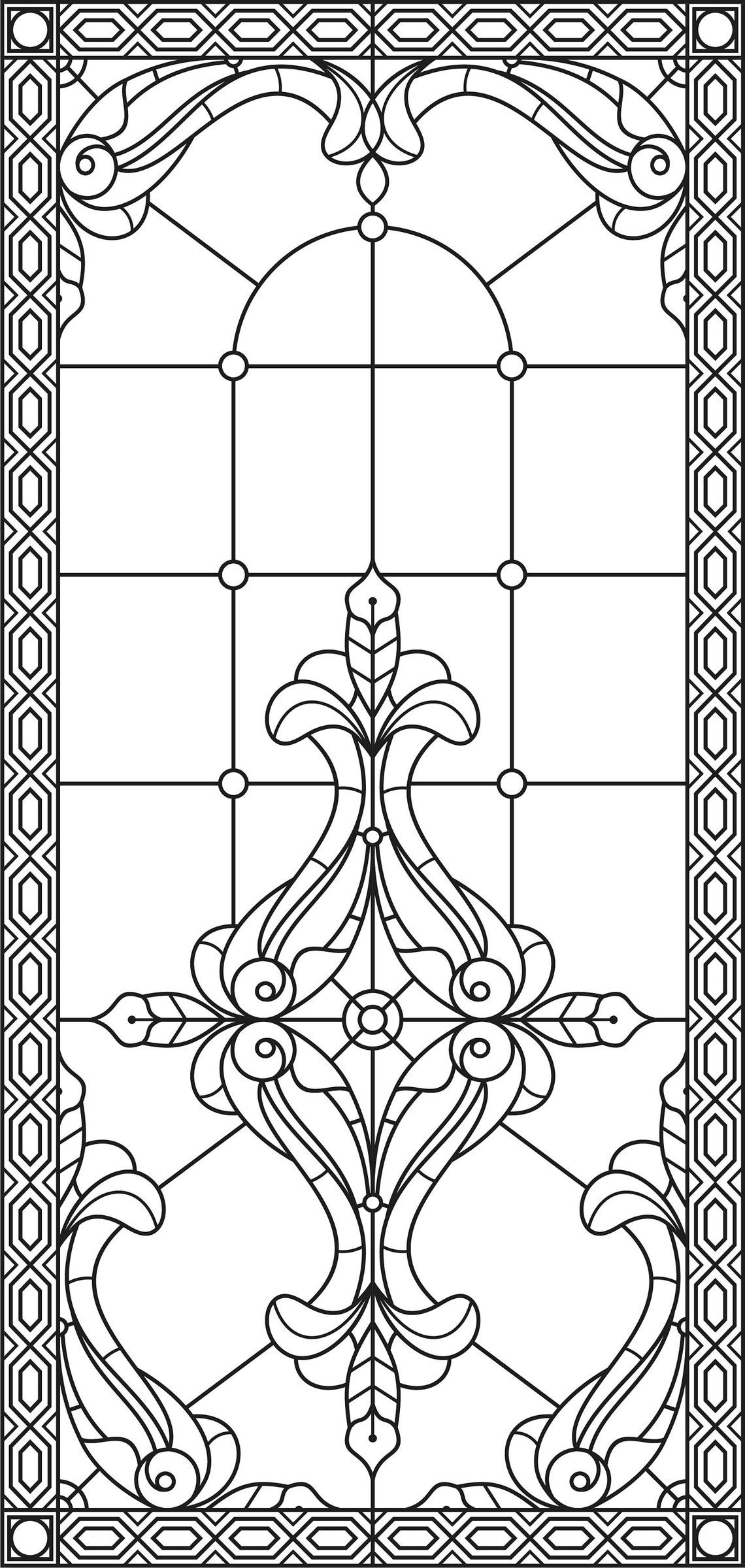 Blank for a Classic Stained-glass Window With Floral Ornaments. All ...
