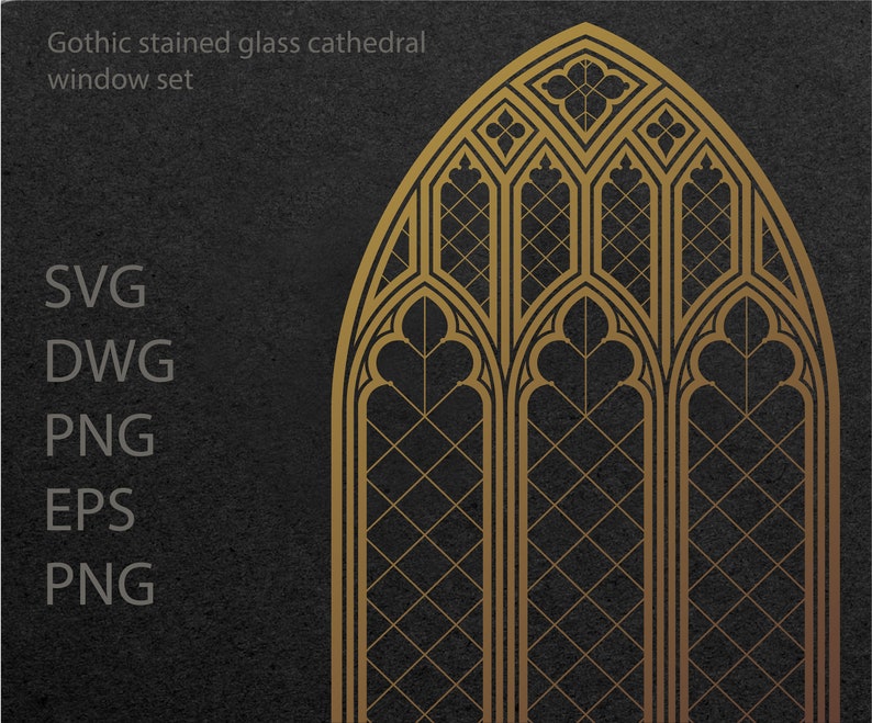 Gothic Window Set Templates. Cathedral Window Files. Stained Glass ...