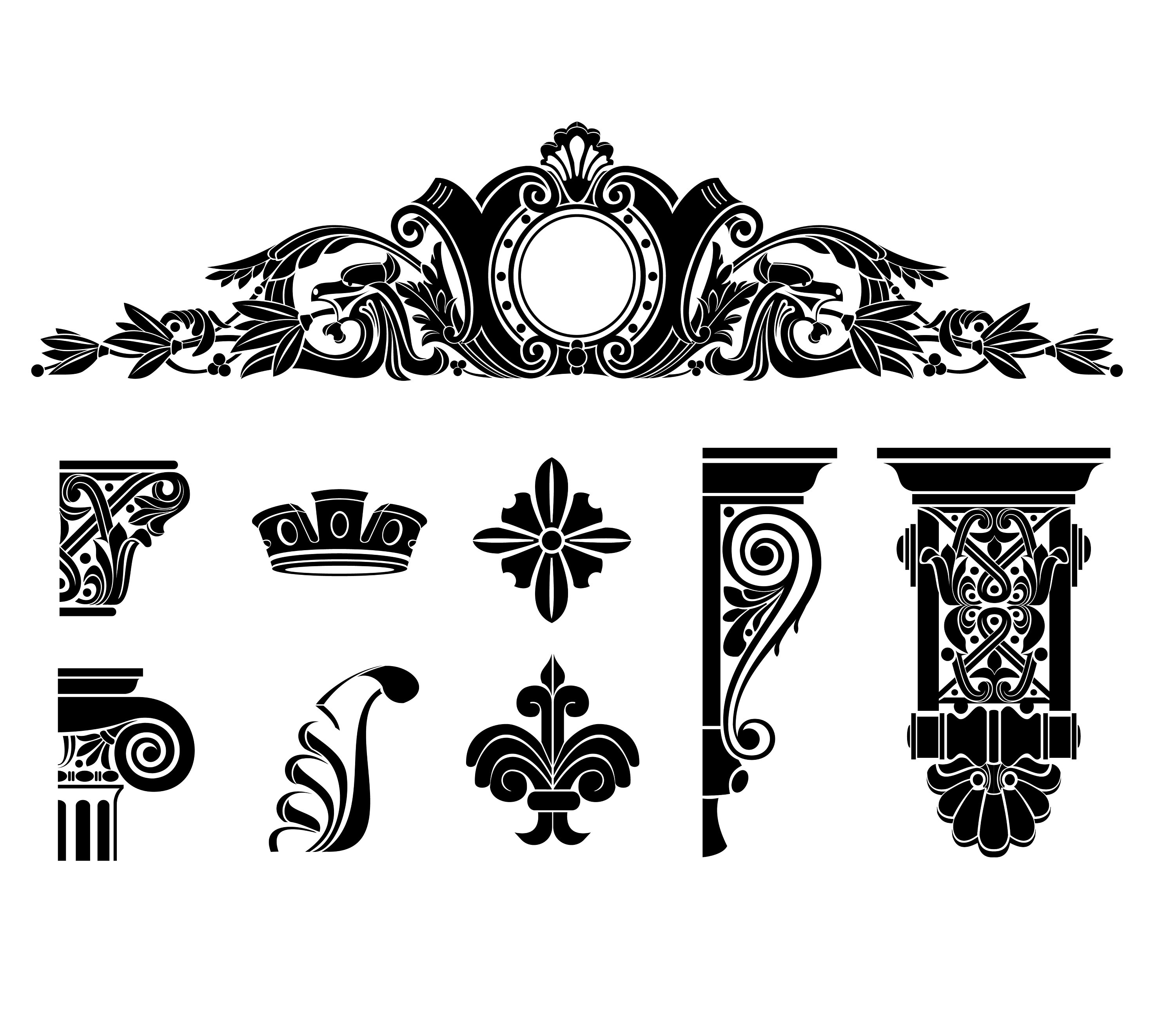 Set capitals column symbols vintage vector silhouettes - Etsy 日本