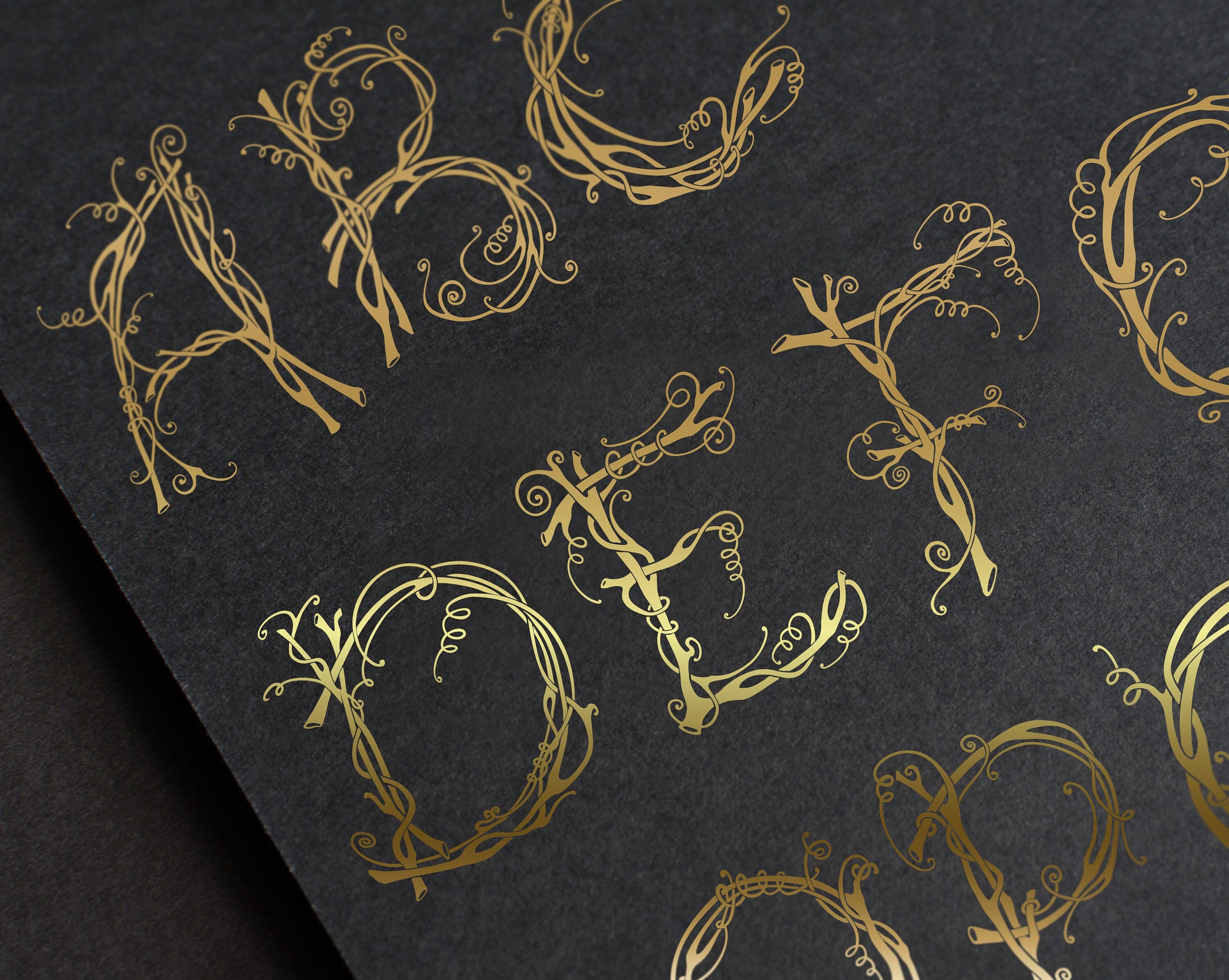 Artistic Alphabet Font From Stylized Vine Letter. Digital Clipart Eps ...