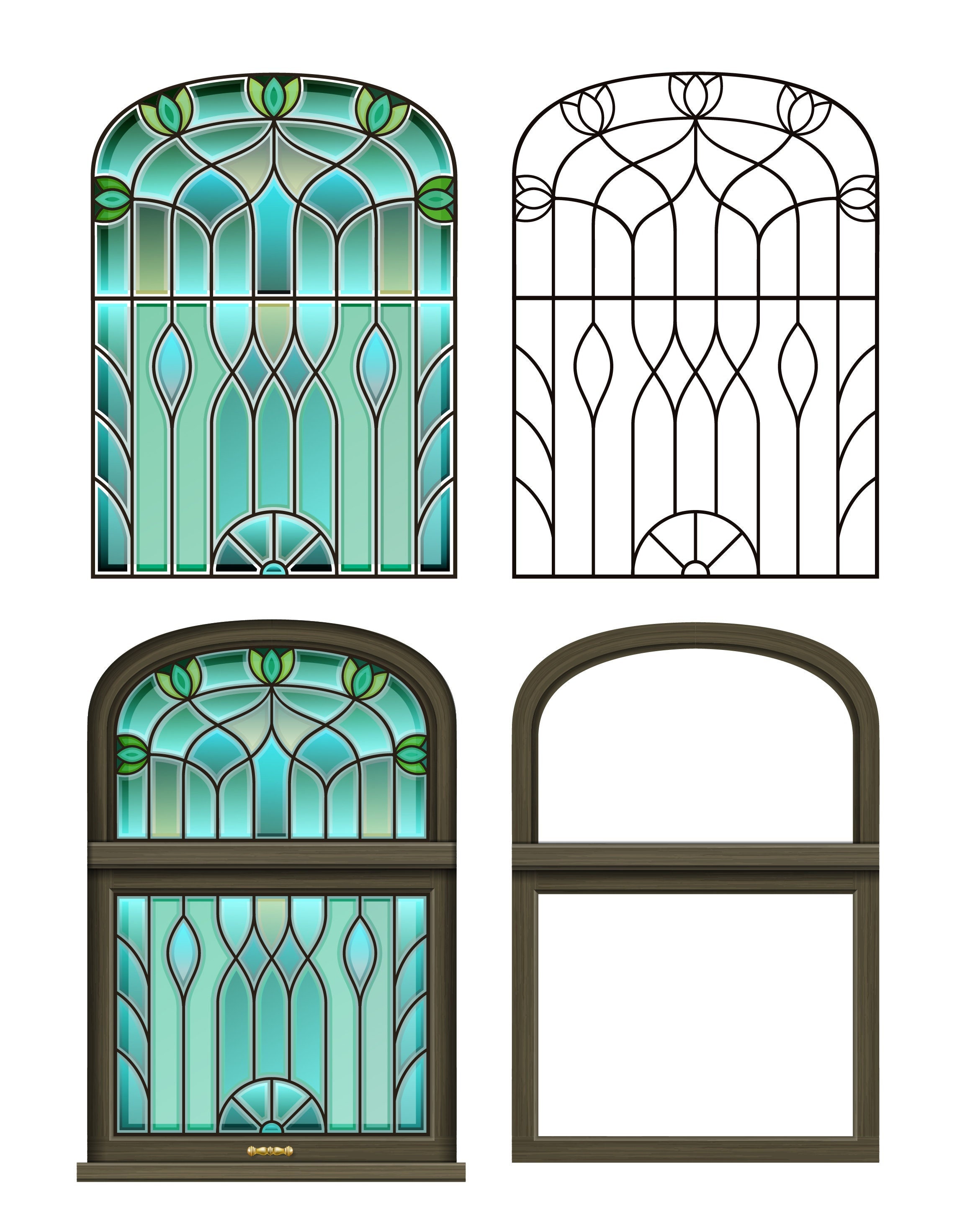 Art Nouveau, Window Set, Palace, Arch Window, Png, Svg, Eps, Pdf ...
