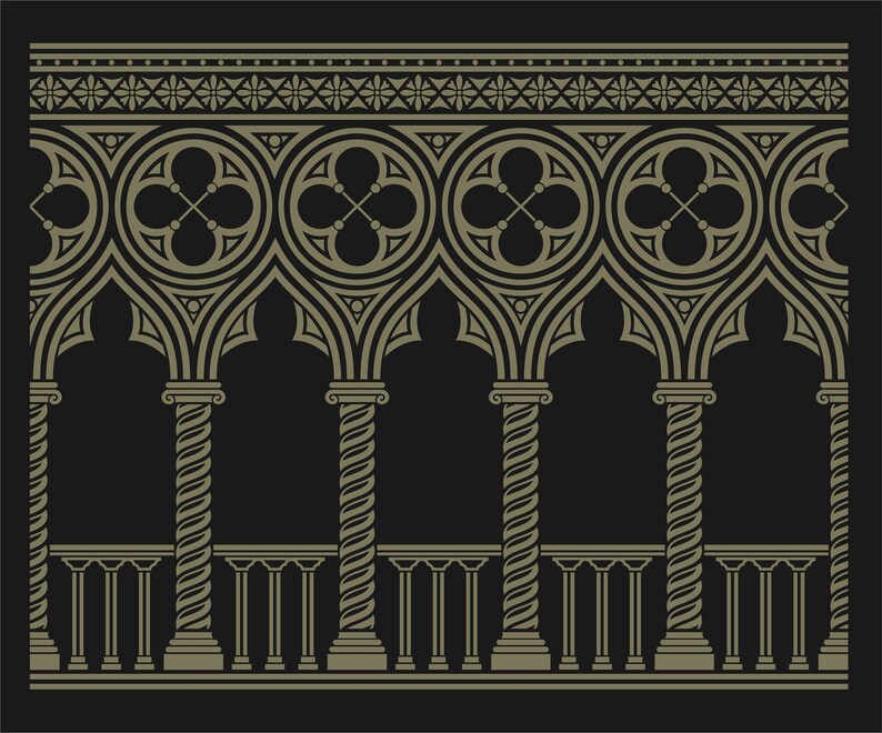 Seamless Texture of Venetian Gothic Arches Gallery Alcove . Files. All ...