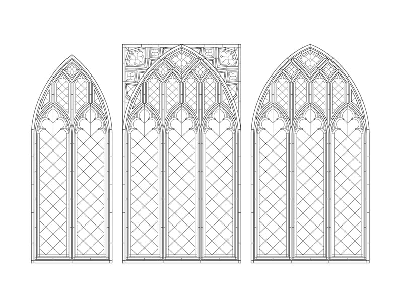 Gothic Old Window Set. Cathedral Window Architecture. Jpeg + SVG+EPS ...