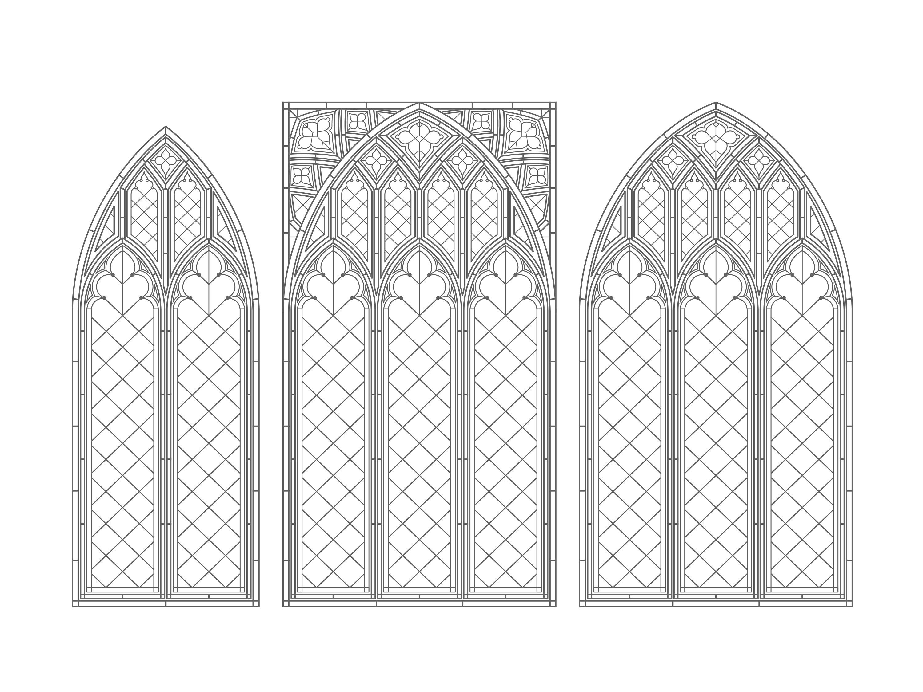 Gothic Old Window Set. Cathedral Window Architecture. Jpeg + SVG+EPS ...