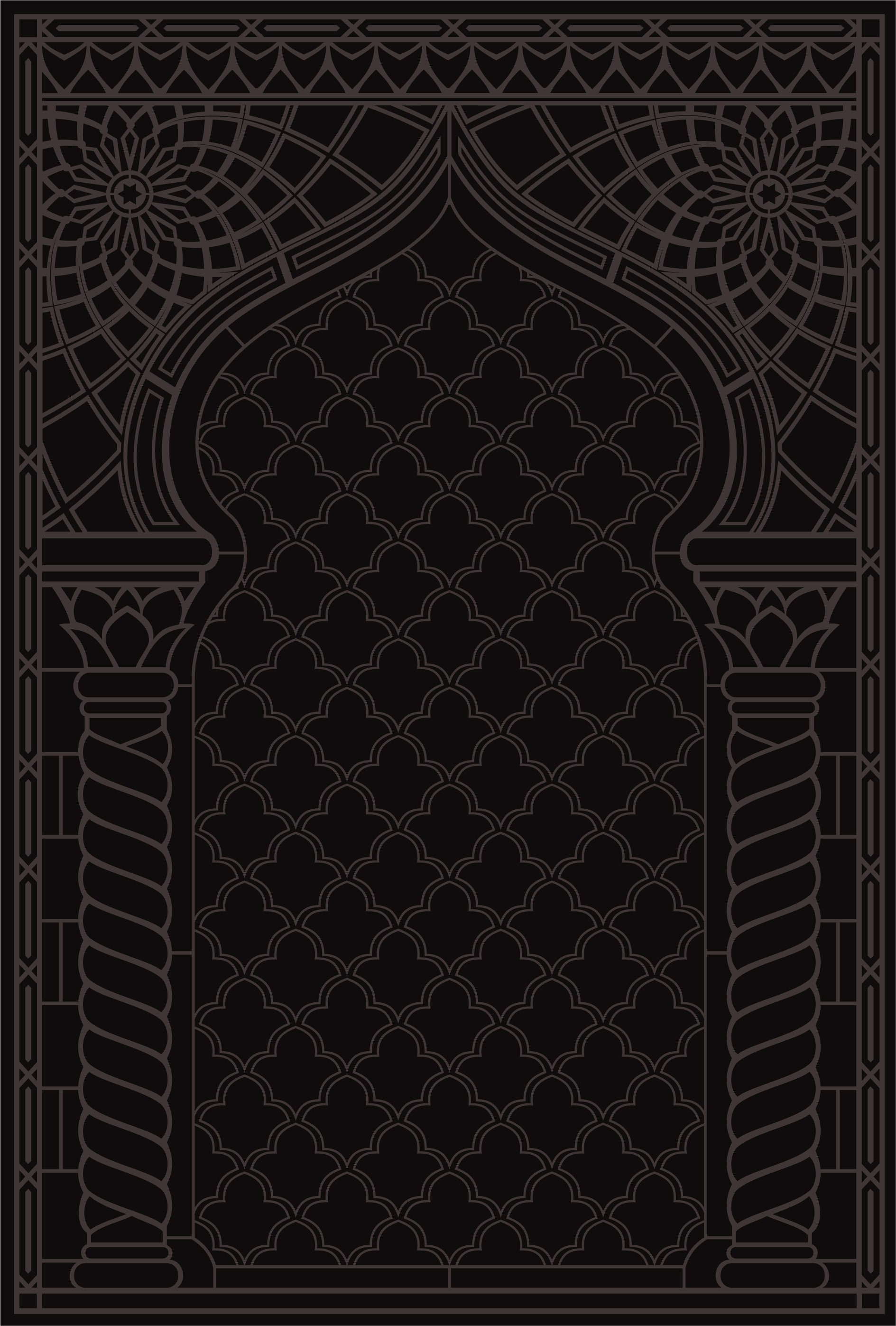 Stained Glass Window With Oriental Arch Ornament Pattern. All Formats ...