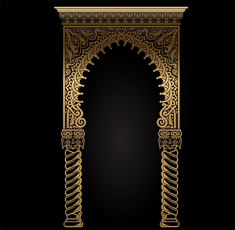 Ornamental Carved Arch in Indian or Arabic Style, Oriental, Egyptian ...