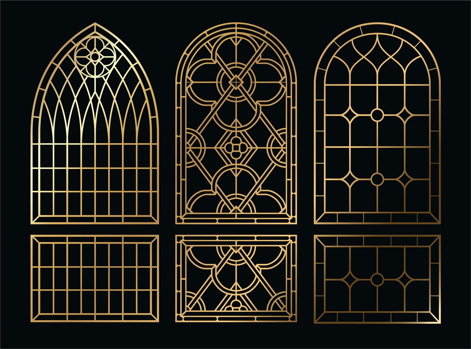 Classical Cathedral Gothic Window Set. Files. All Formats Pdf, Png, Eps ...