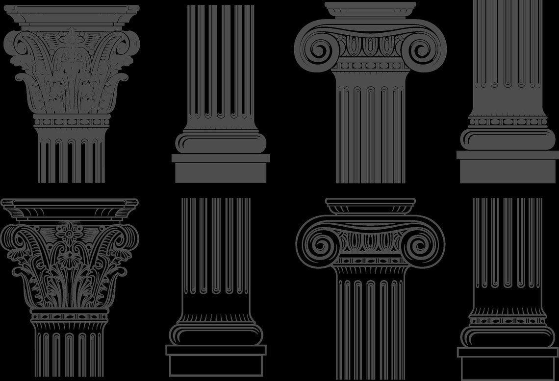 Set 8 !!! Classic Column Elements , Corinthian Ionic Capital Eps, Svg ...