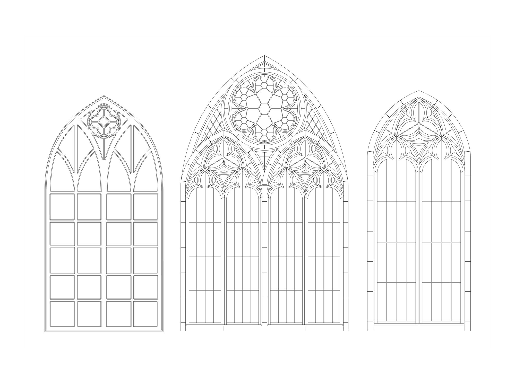 Gothic Old Window Set. Cathedral Window Architecture. 3 Jpeg + SVG+EPS ...