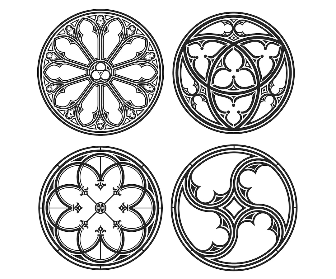 Set of Cathedral Round Gothic Windows. Cathedral Window Files. All ...