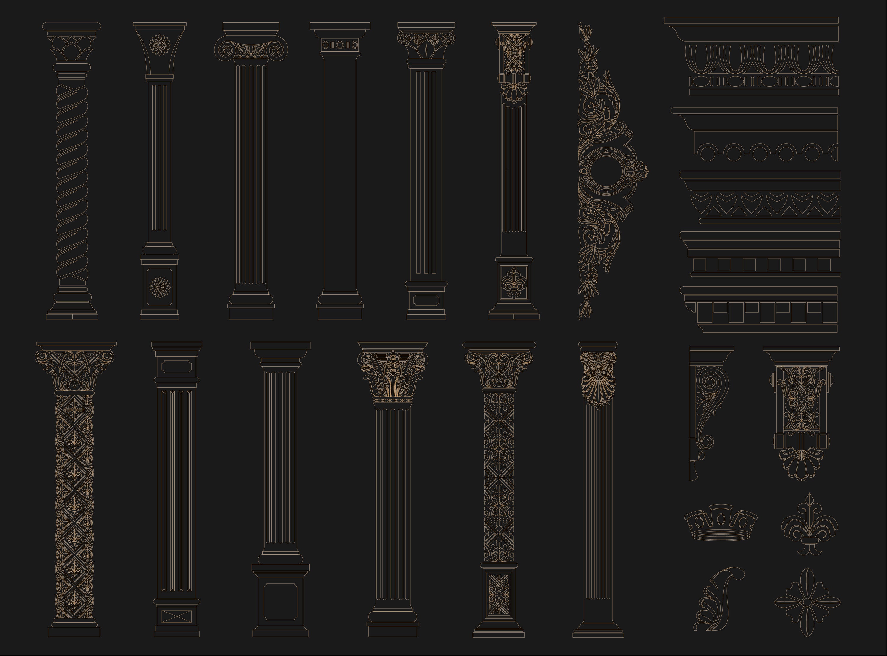 Set Classic Column Gothic, Eps, Svg, Pdf, Eps, Png, Templates, Logo ...