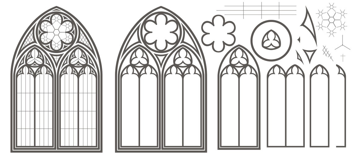 Gothic Window Set Templates. Cathedral Window Laser Cut Files. - Etsy ...