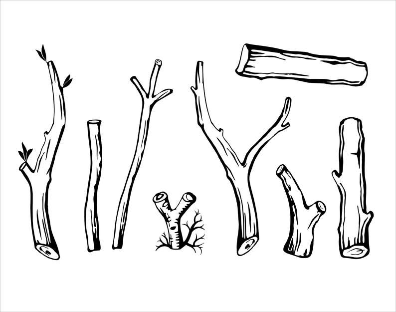 Sketch of Twigs and Sticks, Set Tree Symbols , Sticks Svg, Twigs, Pdf ...
