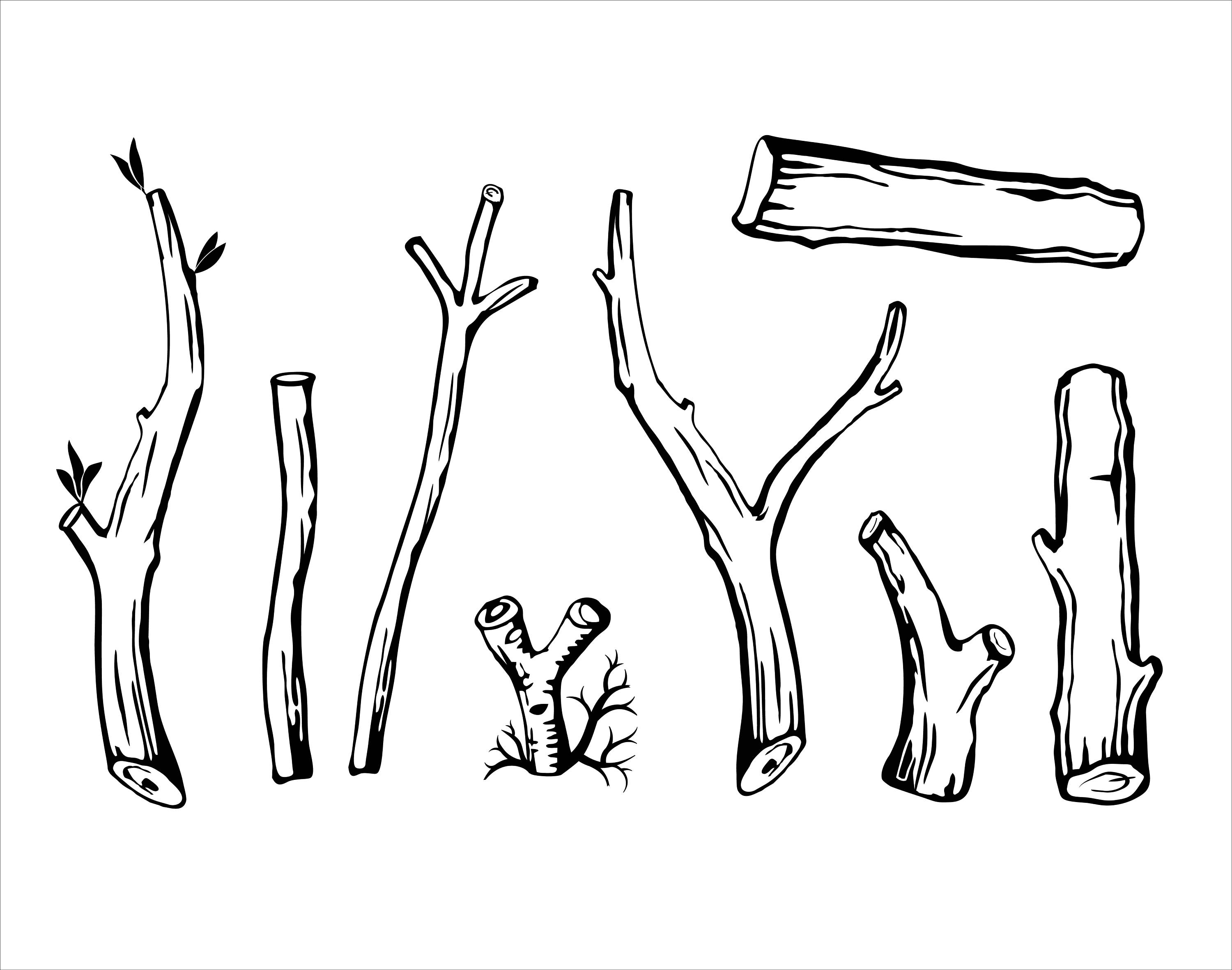 Sketch of Twigs and Sticks, Set Tree Symbols , Sticks Svg, Twigs, Pdf ...