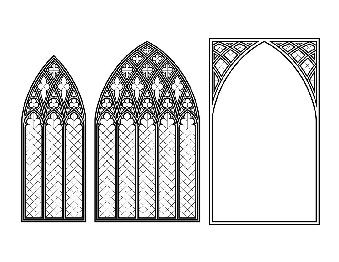 Gothic Window Set Templates. Cathedral Window Files. All Formats! Pdf ...