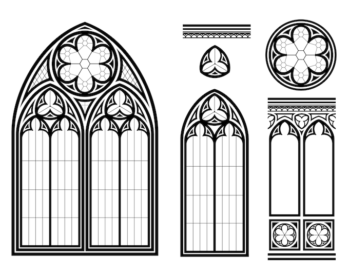 Gothic Window Set Templates. Cathedral Window Files. All Formats! Pdf ...