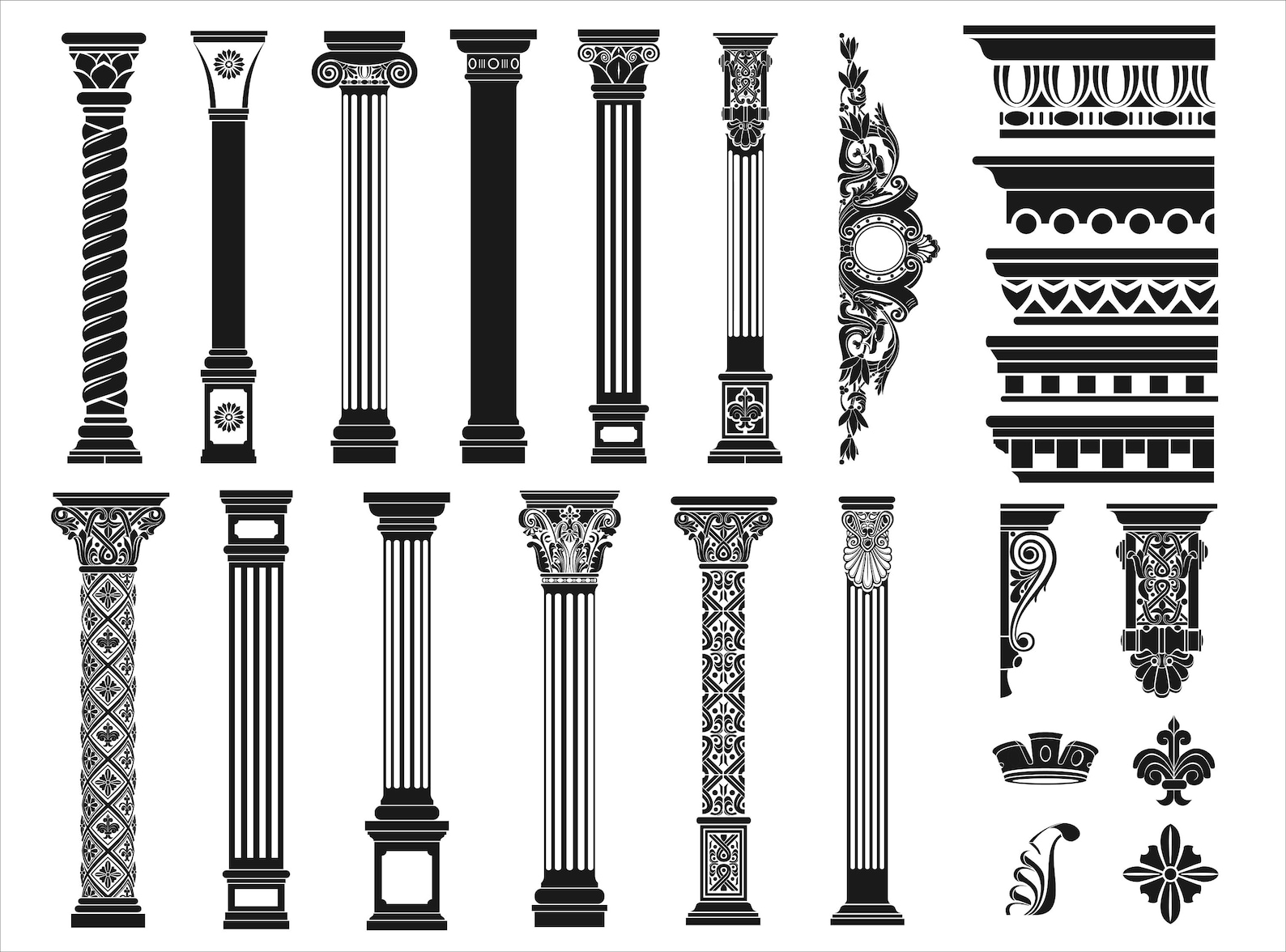 Set Classic Column Gothic, Eps, Svg, Pdf, Eps, Png, Templates, Logo ...