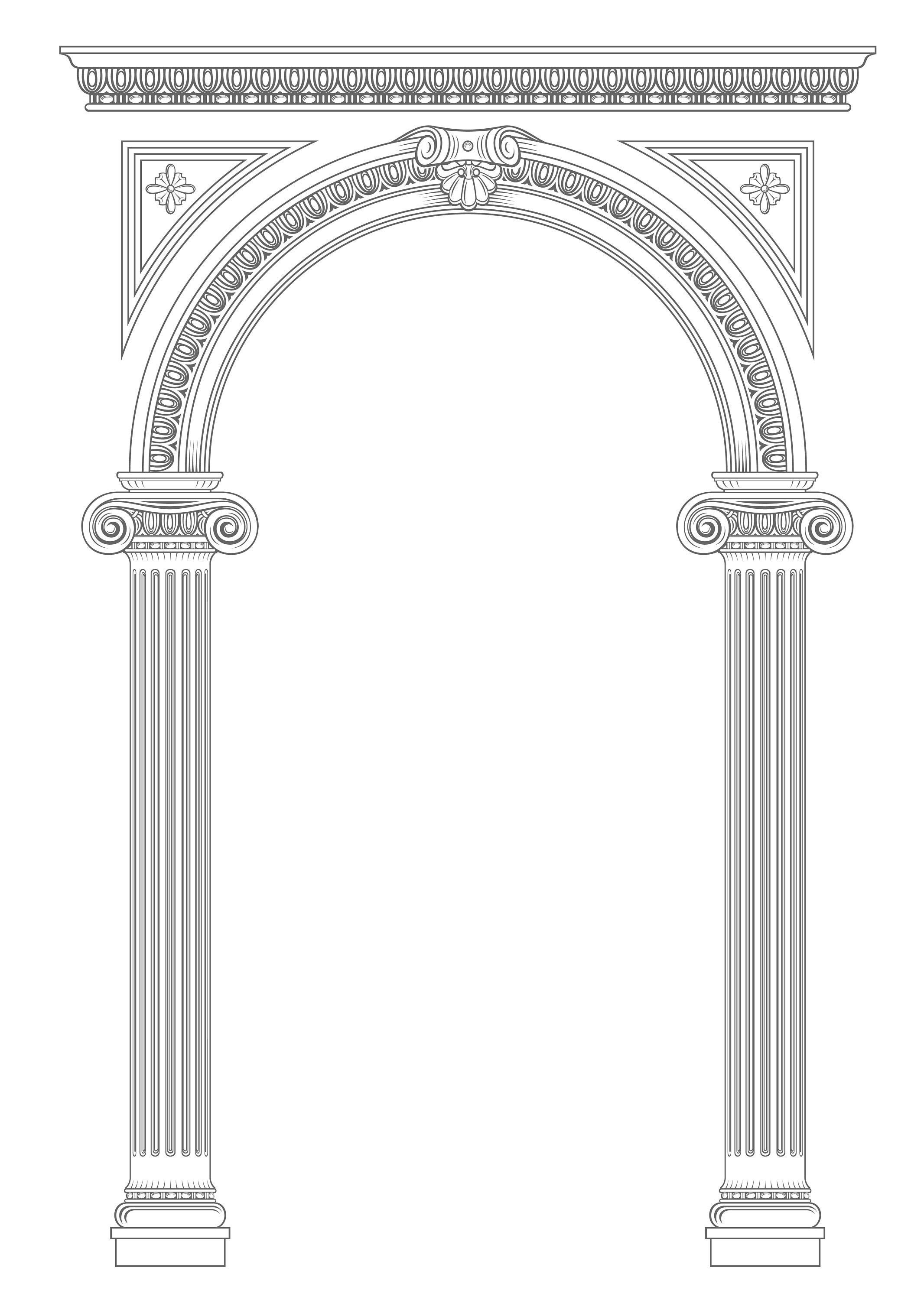 Classical Arch Set With Greek Ionic Columns Ionic Capital Eps, Svg, Pdf ...