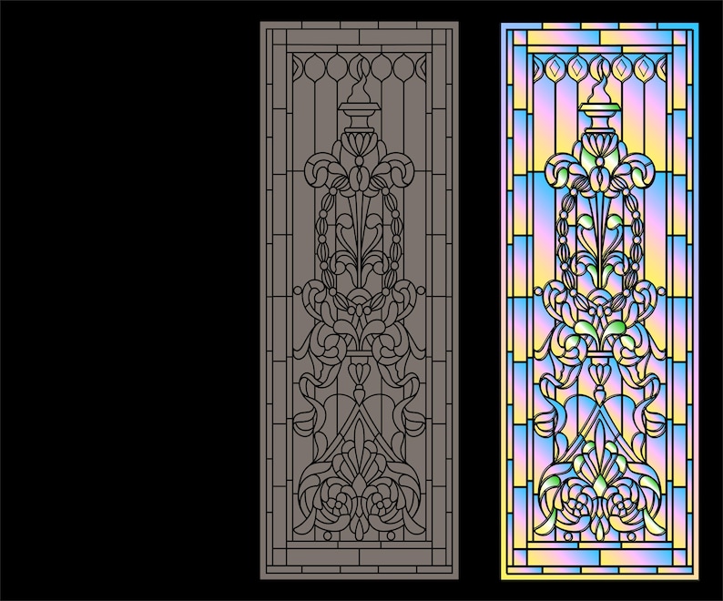 Blank for a Classic Stained-glass Window With Floral Ornaments. All ...
