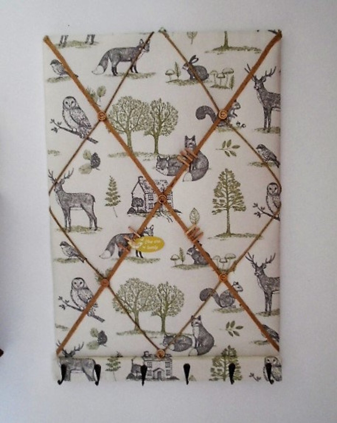 Key Hooks on Padded Notice Board 2 Design Options Forest Friends or ...