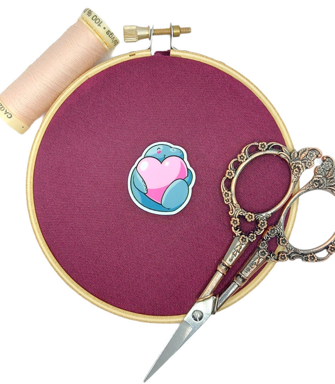 Manatee Needle Minder Magnet Pin: Kawaii With Pink Heart | Etsy