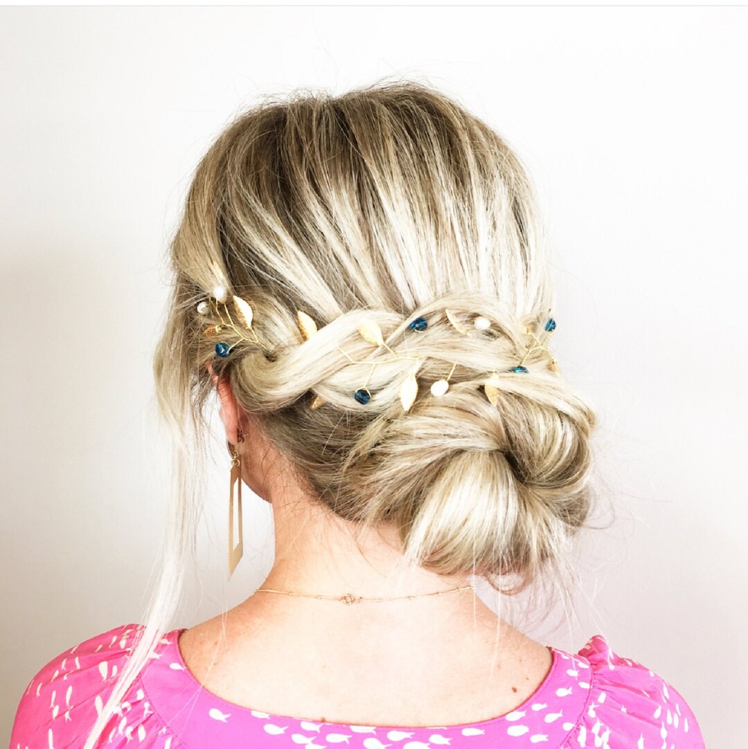 Capri Blue & Gold Braid Vine Hair Vine Hair Accessory Vine - Etsy