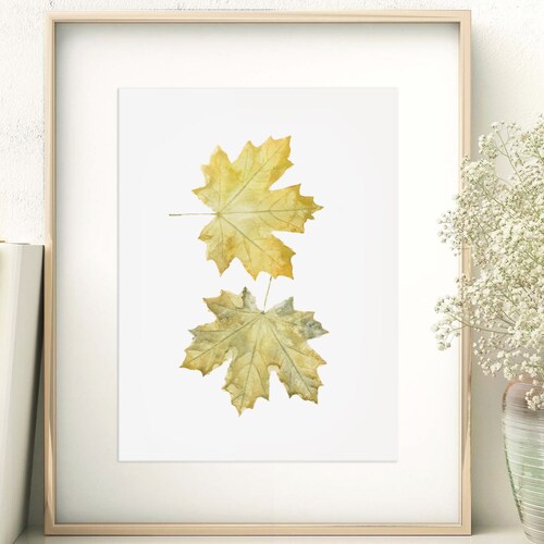 Fall Watercolor Leaf Wall Art Autumn Poster Maple Leaf | Etsy
