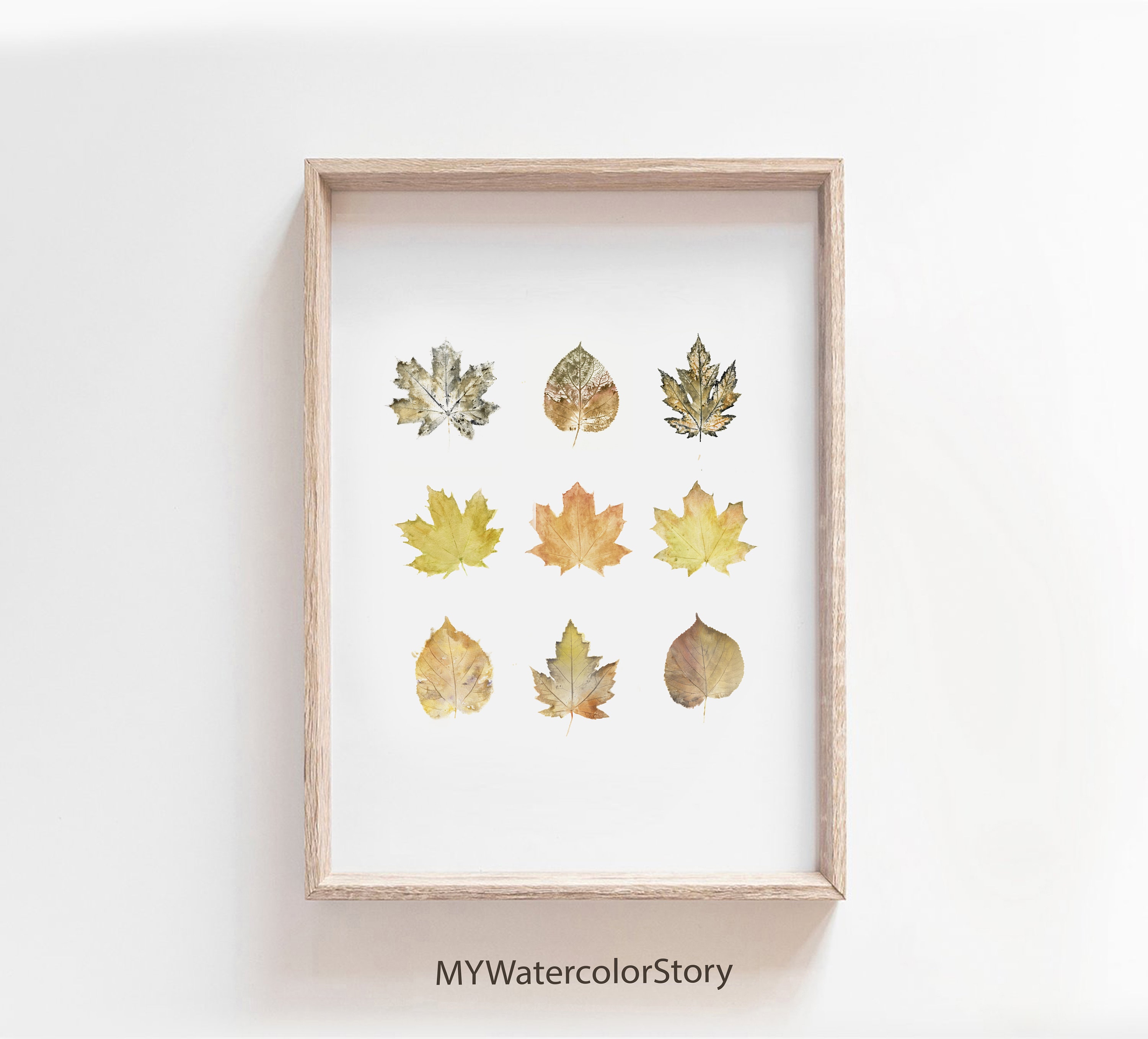 Fall Maple Leaf Wall Art, Watercolor Maple Leaf Painting, Printable ...