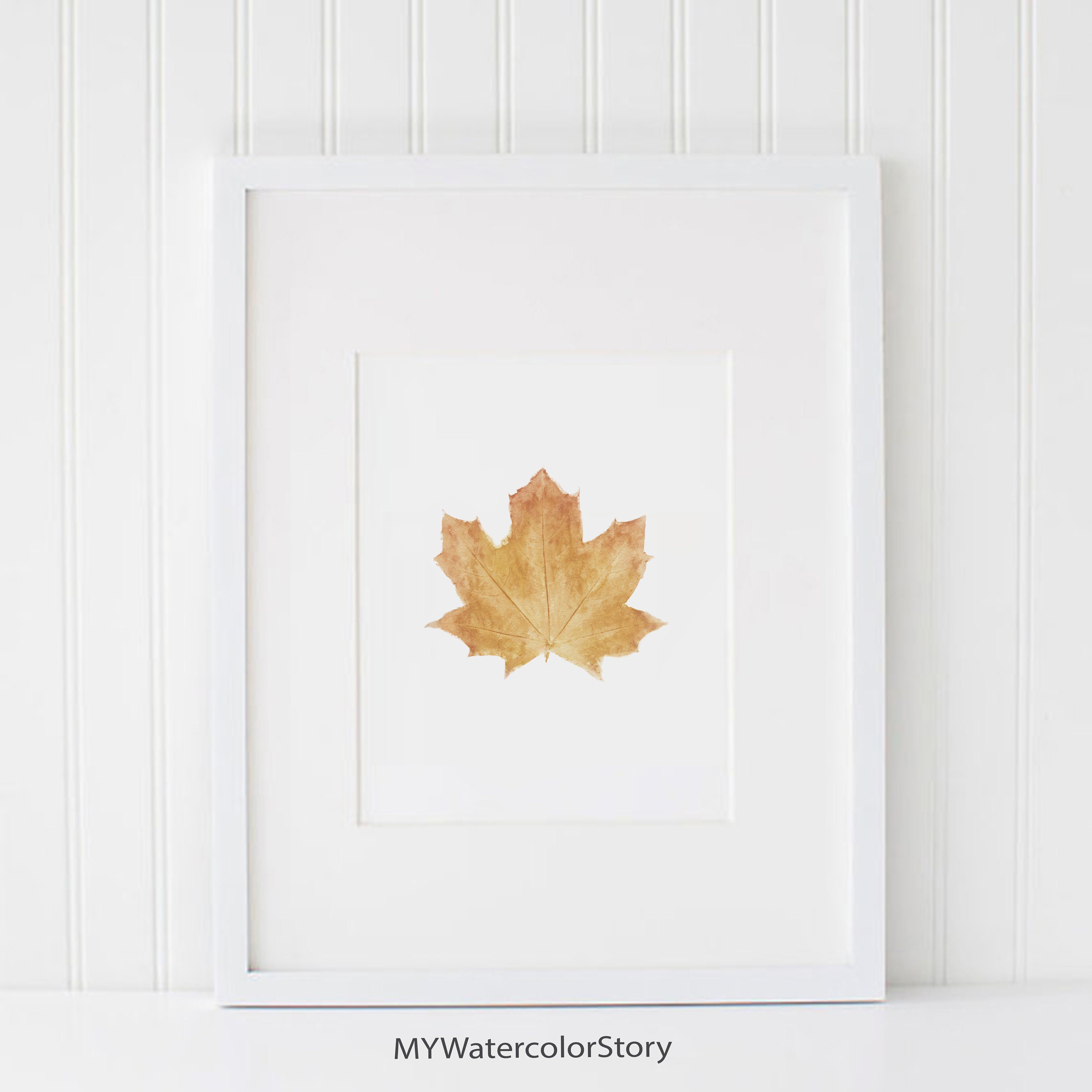 Fall Maple Leaf Wall Art, Watercolor Maple Leaf Painting, Printable ...