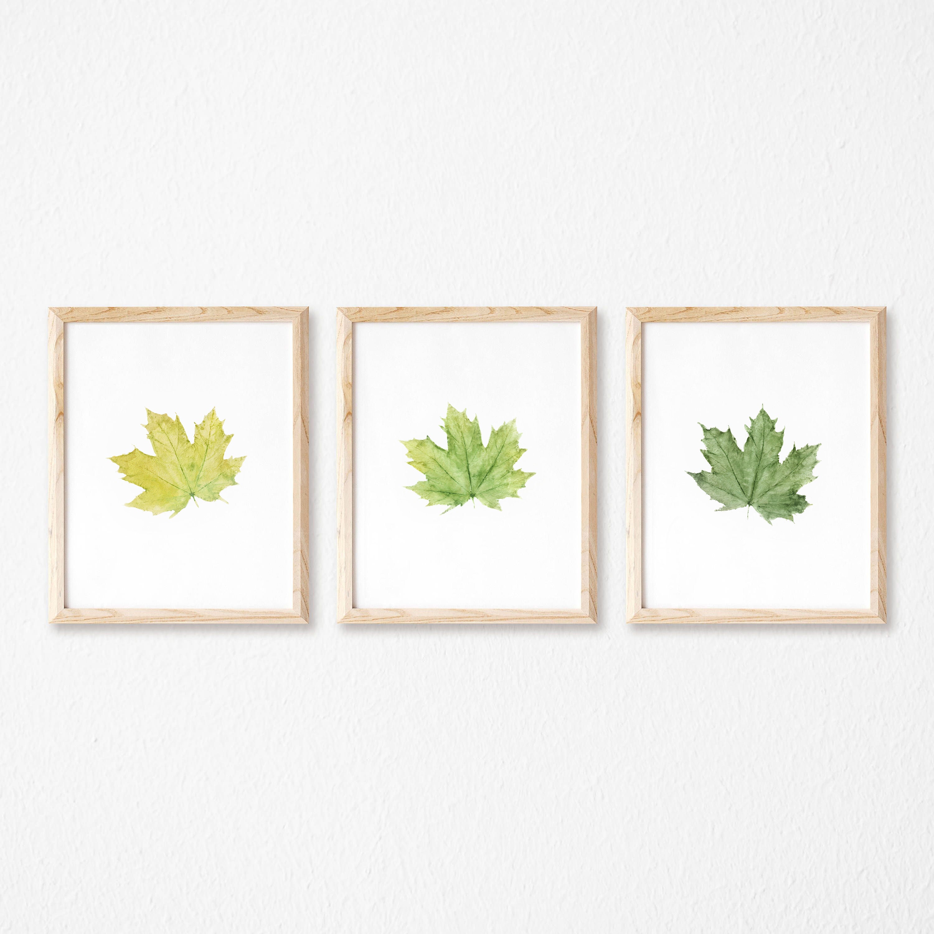 Spring Maple Leaf Wall Art, Watercolor Mapl Leaf Painting, Digital Tree ...