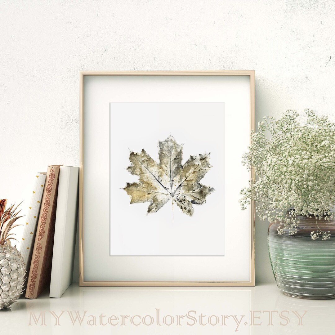Fall Watercolor Leaf Wall Art, Autumn Poster, Maple Leaf Print ...