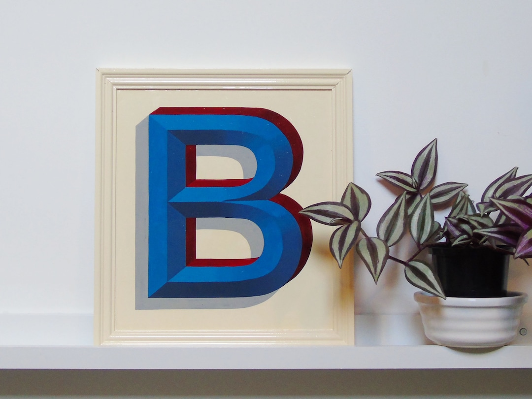 Hand Painted Initial Sign, Bevelled Letter. Made to Order. - Etsy