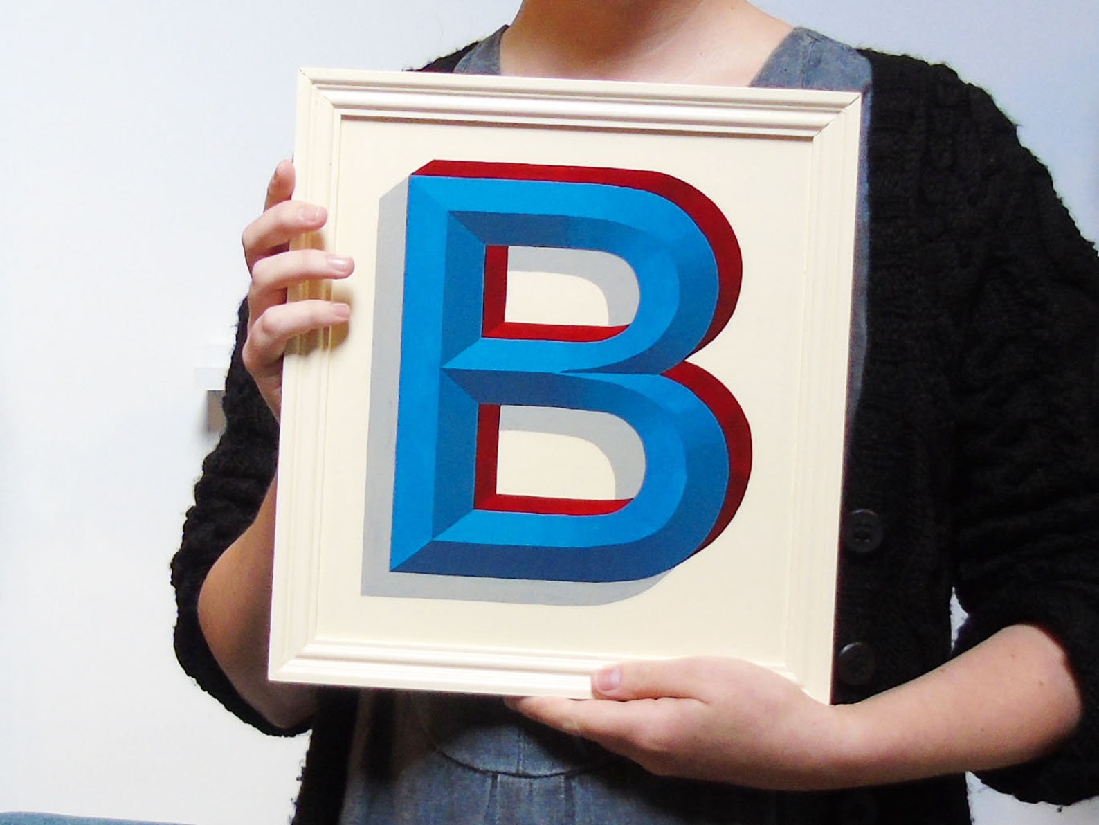 Hand Painted Initial Sign, Bevelled Letter. Made to Order. - Etsy